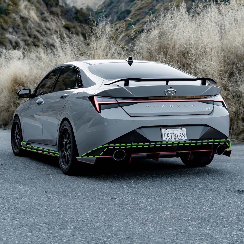 Red Pin-Stripe Black Out Kit for 2022+ Hyundai Elantra N ...