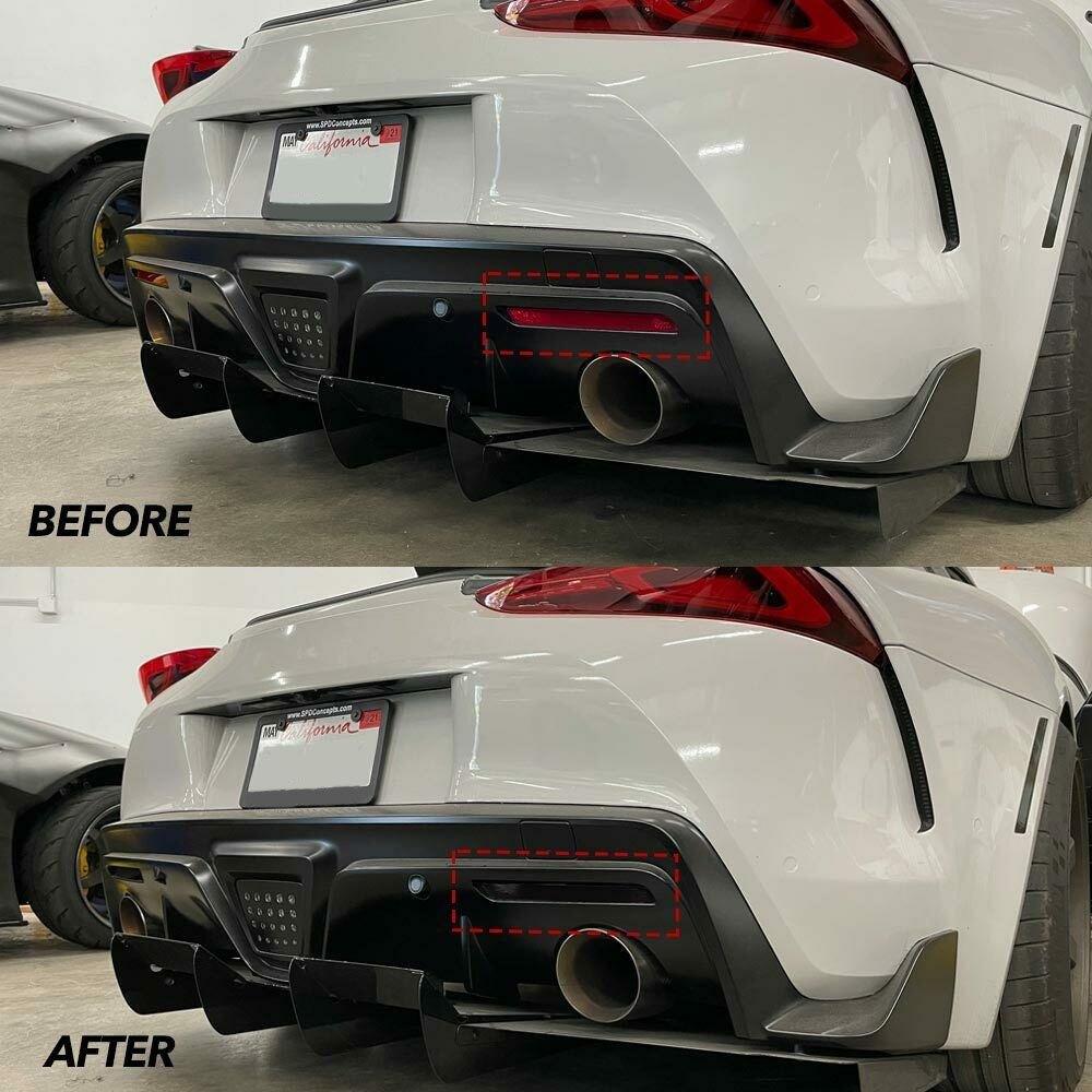Toyota Supra GR Rear Bumper Reflector Tint Pre-Cut Overlay SMOKE BLACK ...